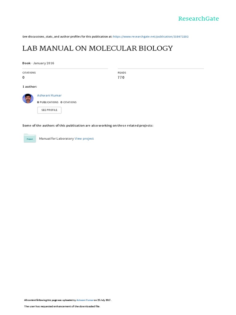 Lab Mannual PDF | PDF | Gel Electrophoresis | Agarose Gel Electrophoresis