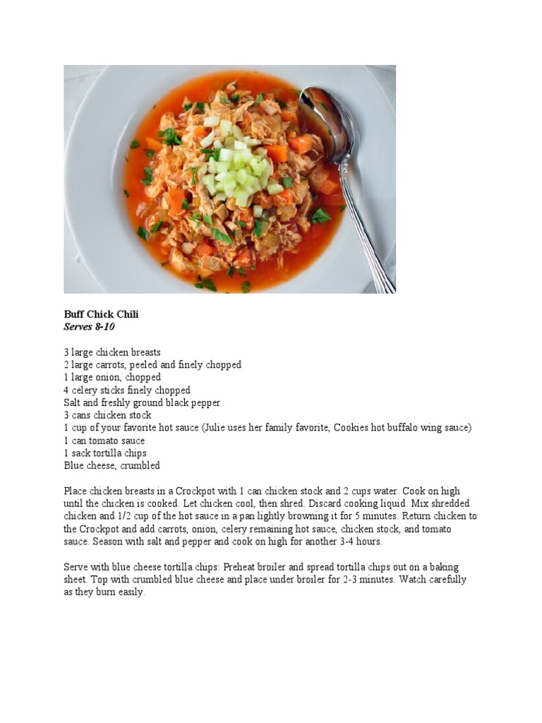 Spicy Buff Chick Chili Recipe | PDF