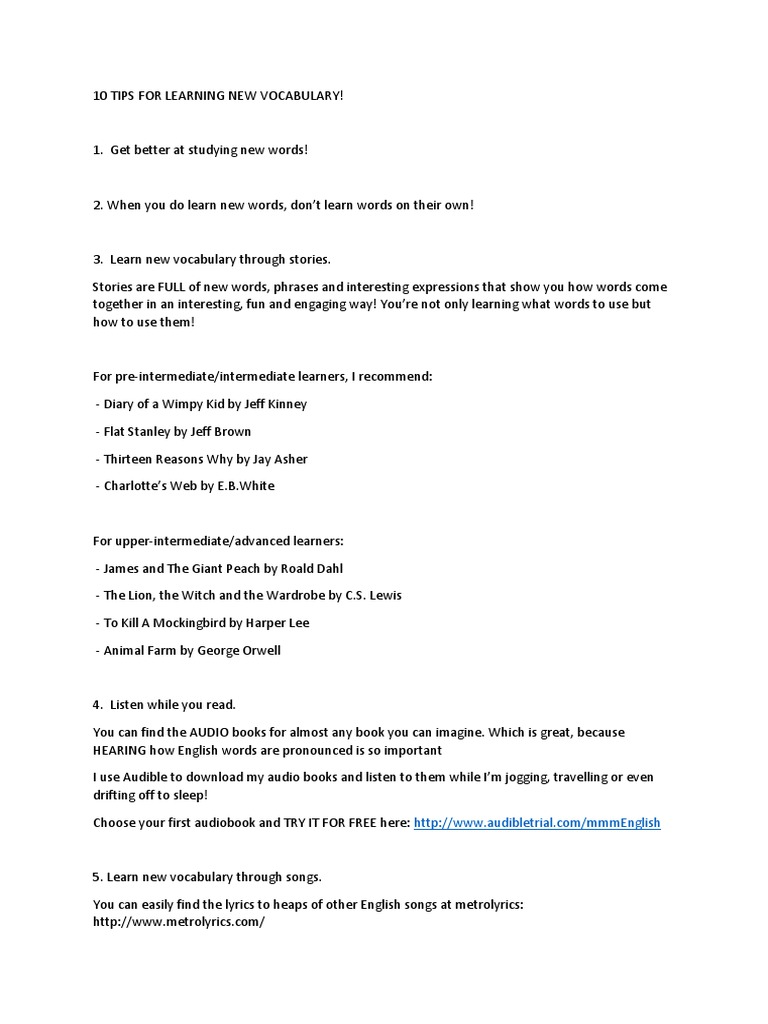 Mmmenglish For Learning New Vocab | PDF | Audiobook | English Language