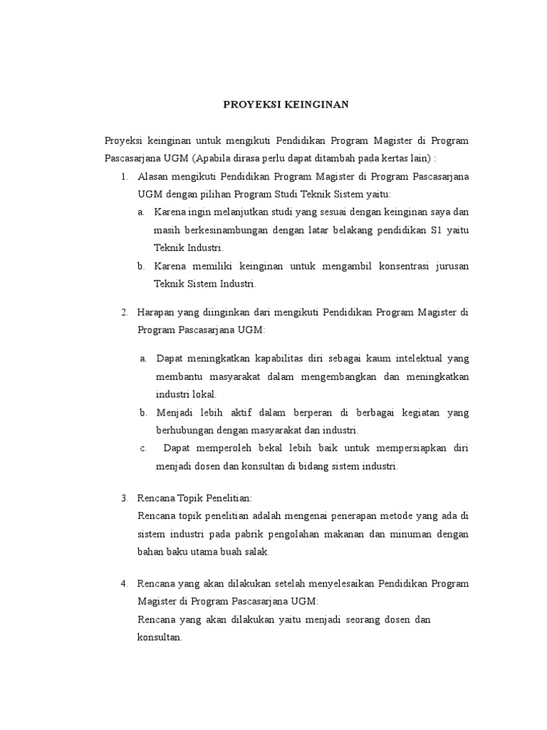 Form Proyeksi Keinginan S2 | PDF