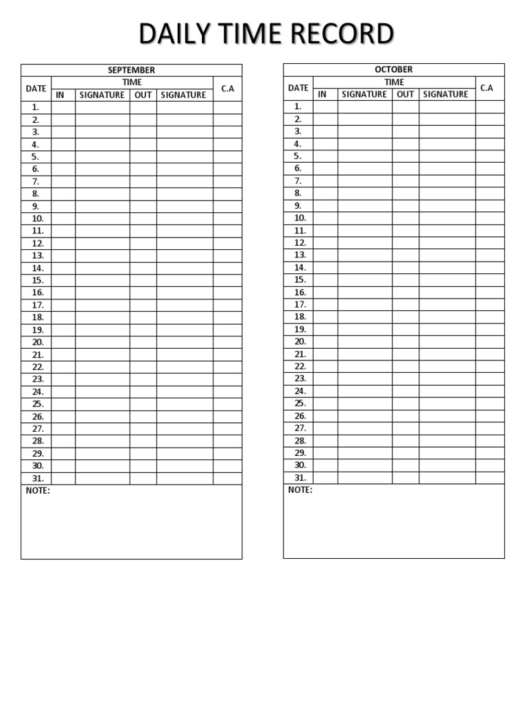 Daily Time Record | PDF