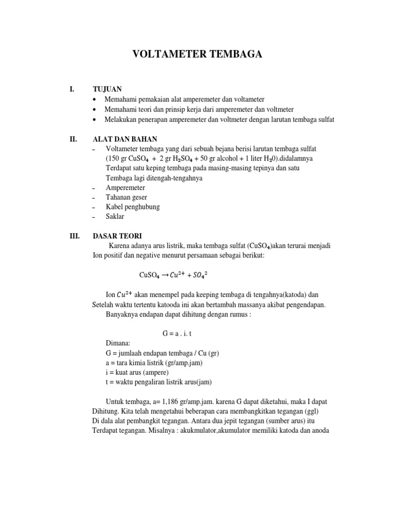 Laporan Tetap Voltameter Tembaga | PDF