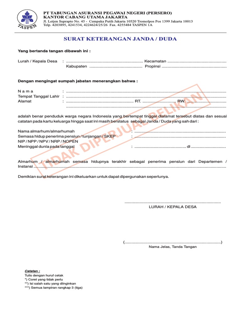 Surat Keterangan Janda Duda PDF | PDF