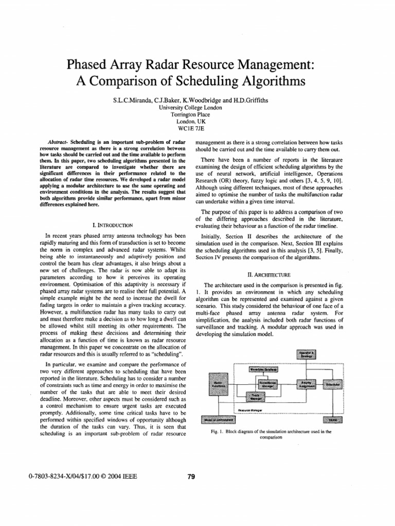 Phased Array Radar Resource Management: A Algorithms: Comparison of ...