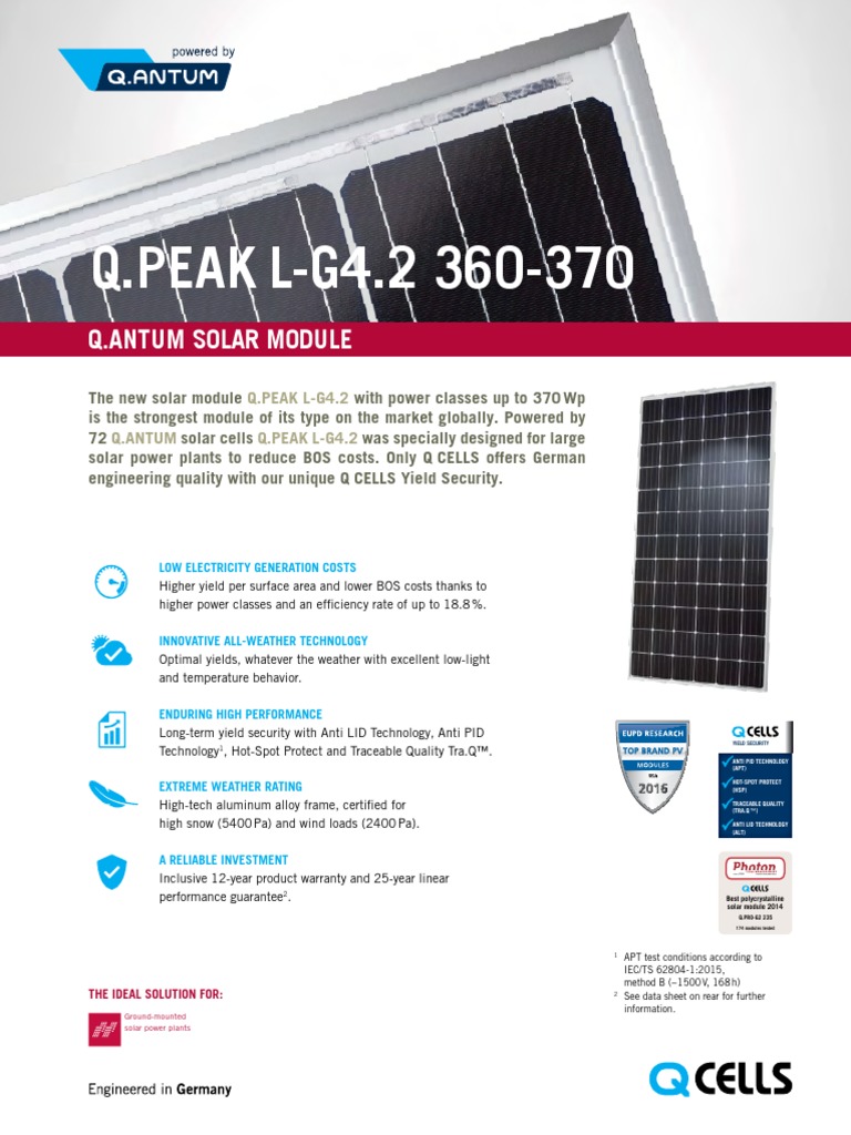 Hanwha Qcell Data Sheet | Download Free PDF | Solar Panel | Power Station