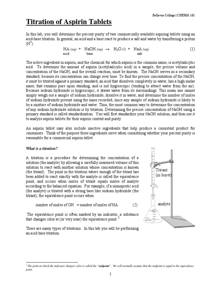 Aspirin Tablets Titration PDF | PDF