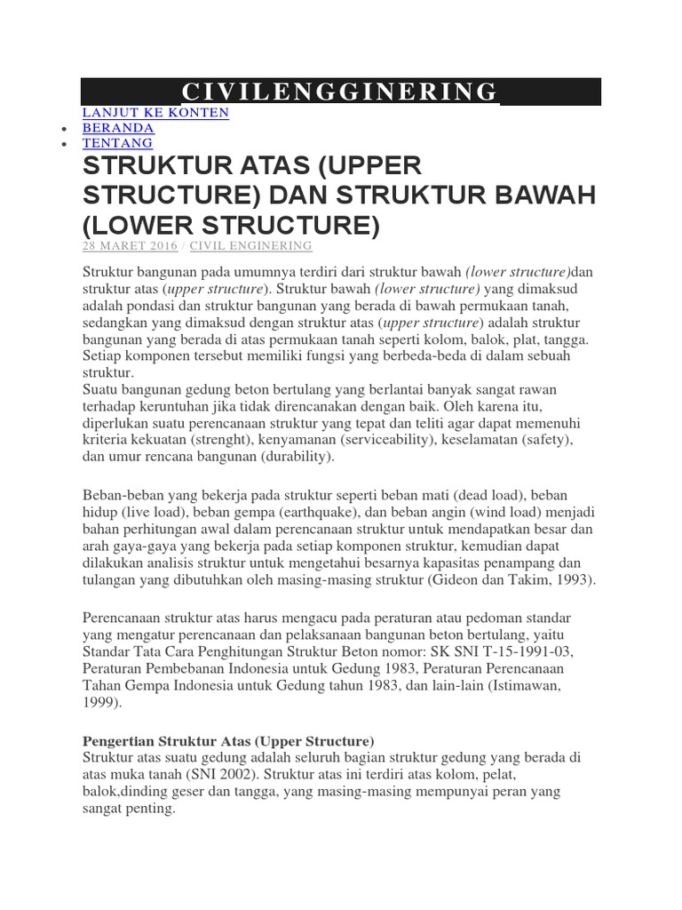 Struktur Bangunan: Upper dan Lower | PDF | Sains & Matematika