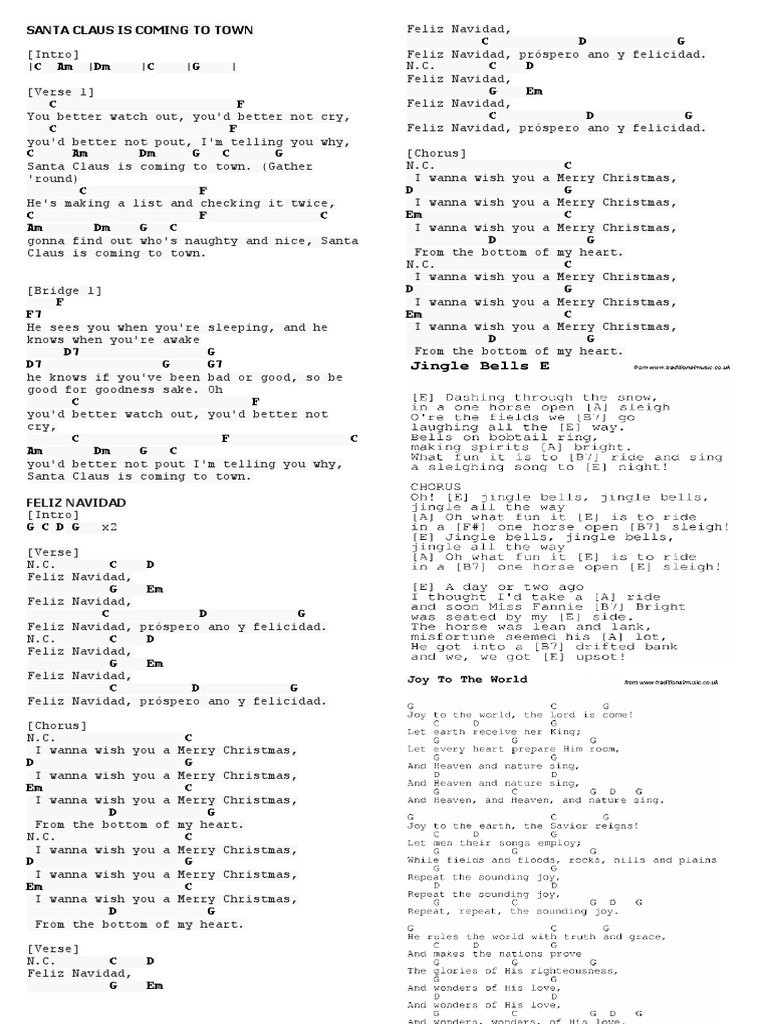 Christmas Songs With Guitar Chords | PDF