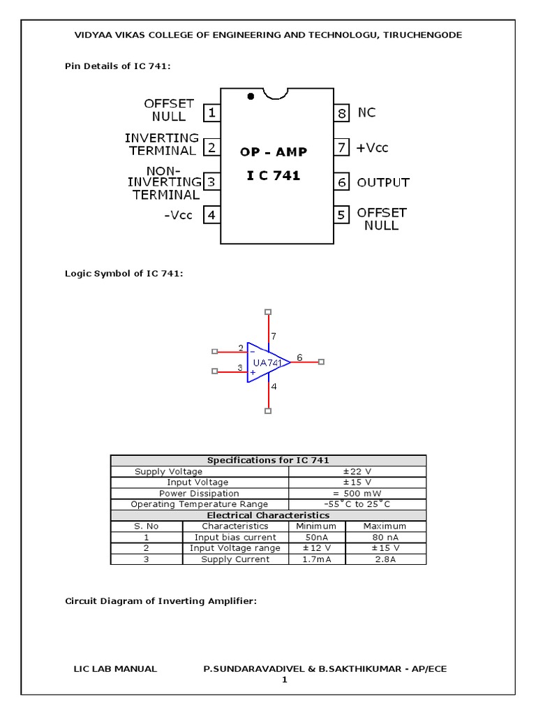 LIC Lab Manual | PDF | Operational Amplifier | Amplifier