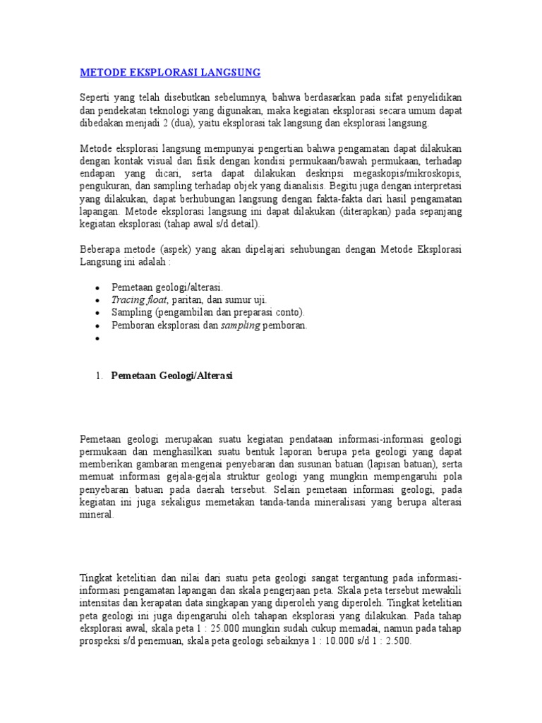 Metode Eksplorasi Langsung | PDF