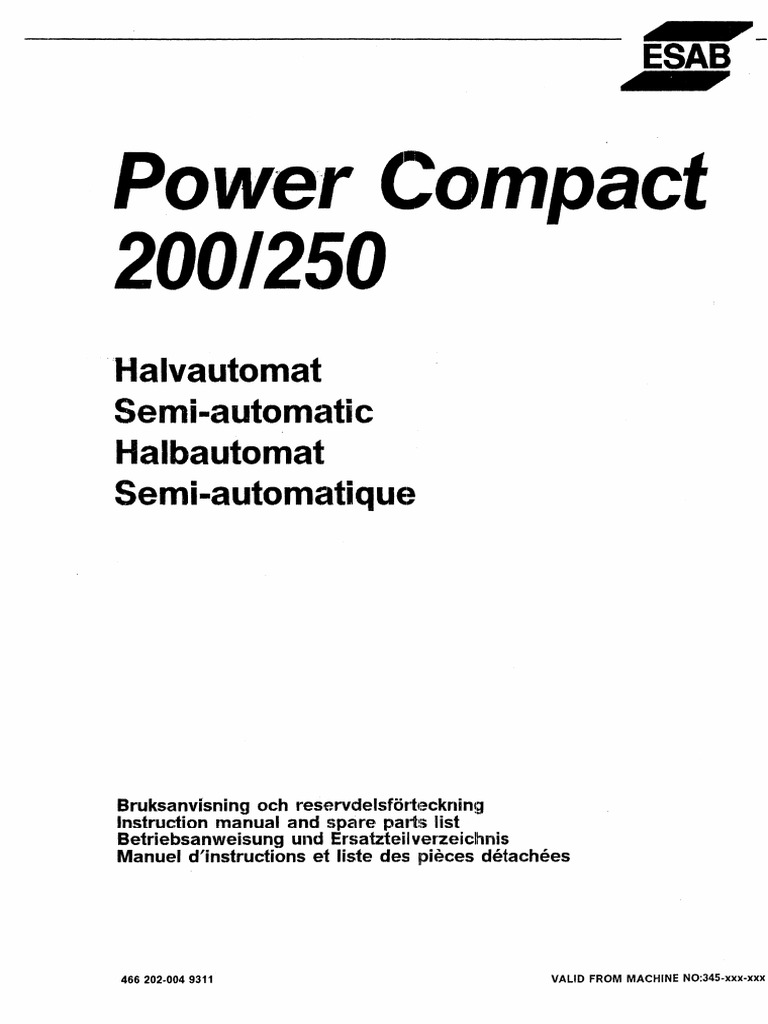 Esab Power Compact 200/250 | PDF