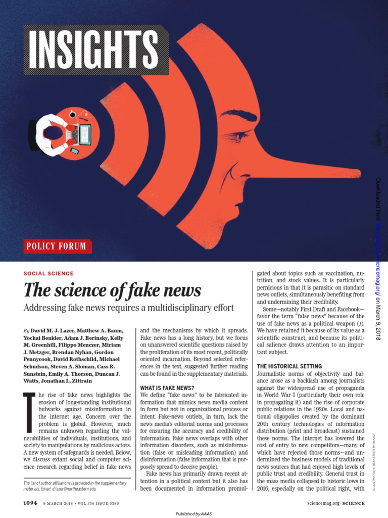 Insights: The Science of Fake News | PDF | News | Social Media