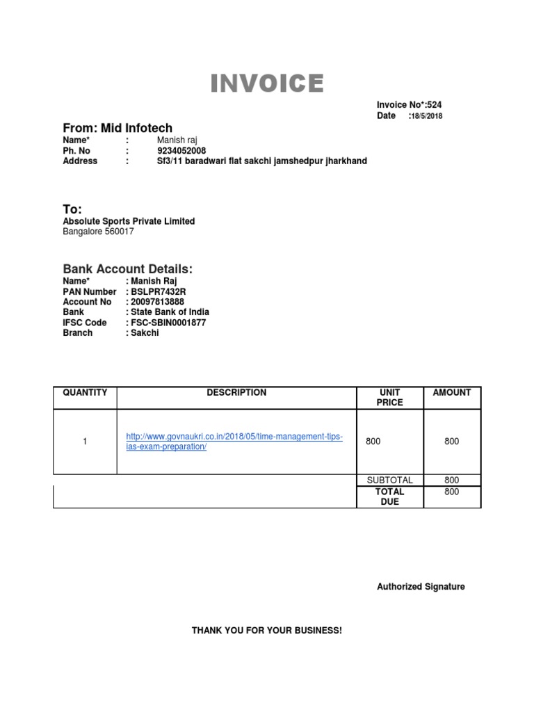 Invoice: From: Mid Infotech | PDF