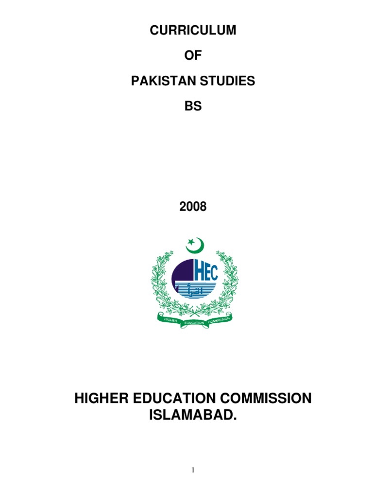 Pakistan Studies BS Curriculum 2008 | PDF | Pakistan | Course Credit