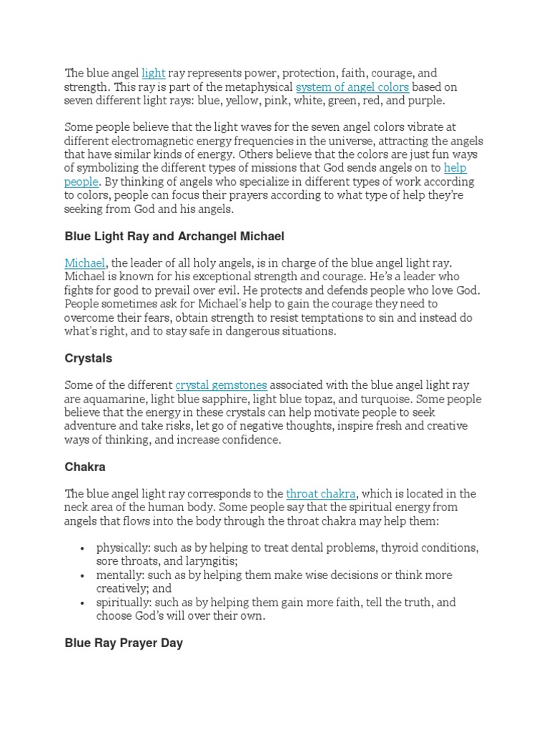 The Power of the Blue Angel Light Ray: Attributes of Archangel Michael ...