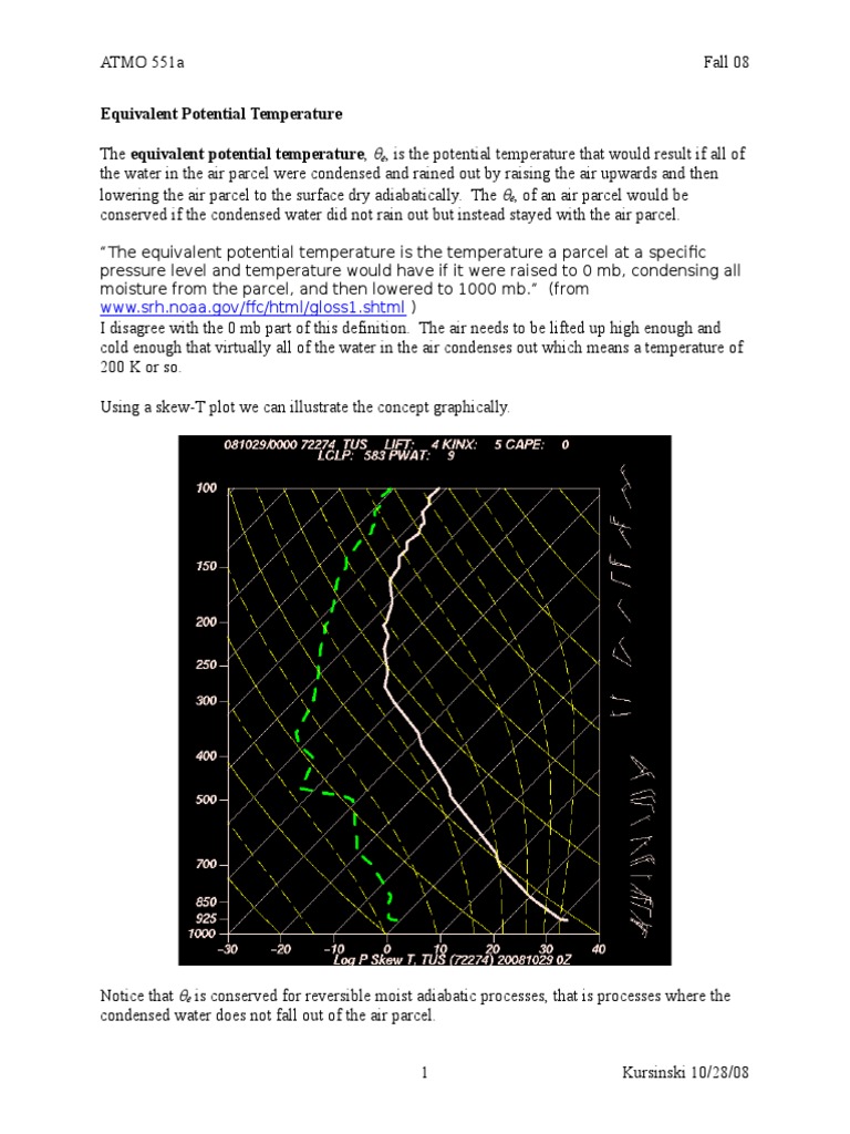Equivalent Potential Temperature | PDF | Troposphere | Atmosphere Of Earth
