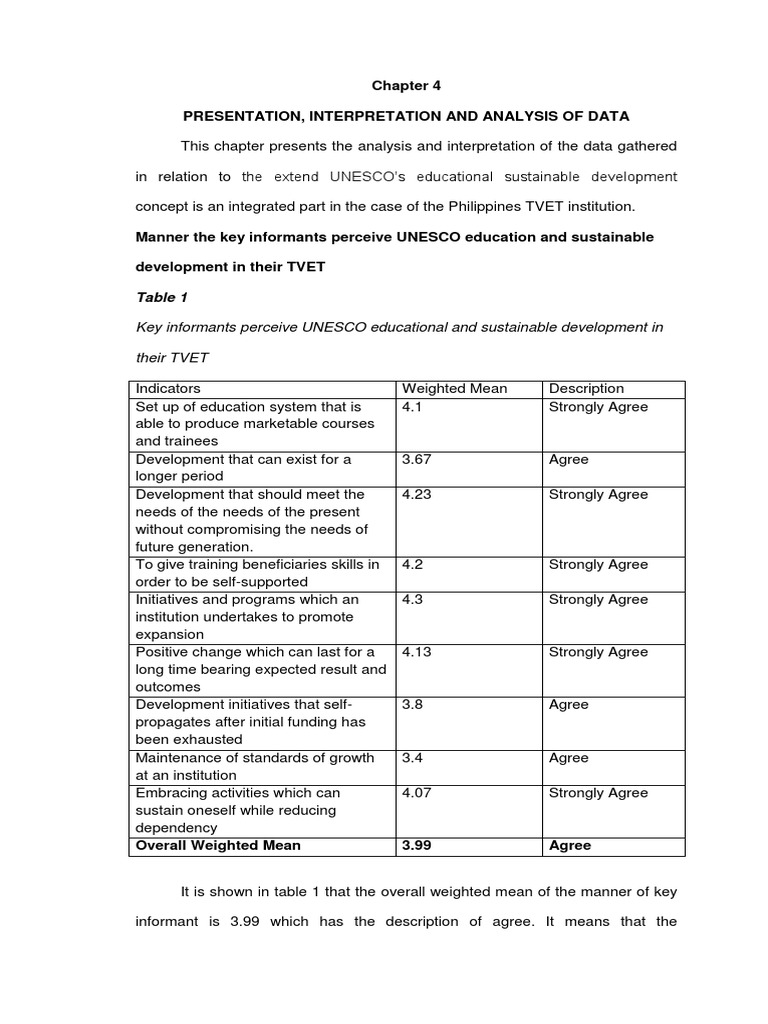 Presentation, Interpretation and Analysis of Data: Table 1 | PDF ...