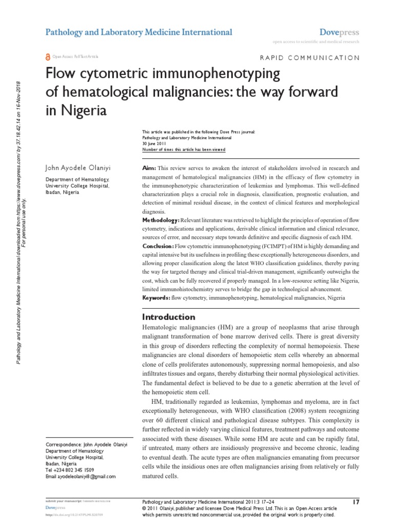 Flow Cytometry Immunophenotyping | PDF | Pathology | Immunohistochemistry