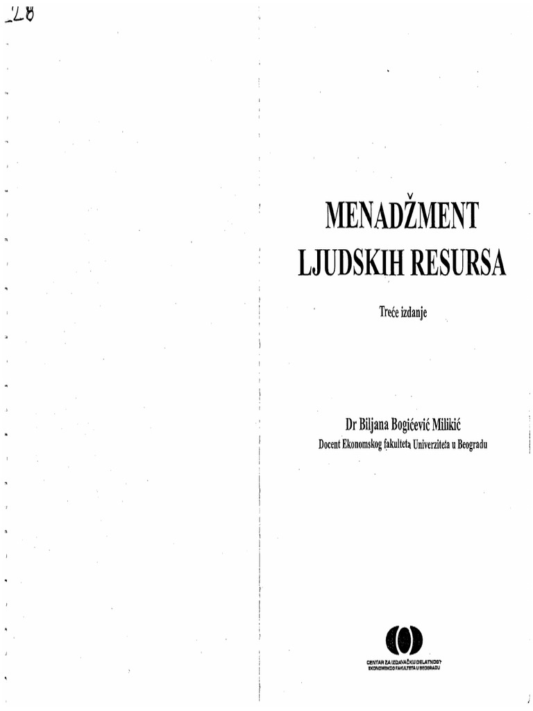 Bogicevic Milikic, DR Biljana - Menadzment Ljudskih Resursa (3. Izdanje) PDF | PDF