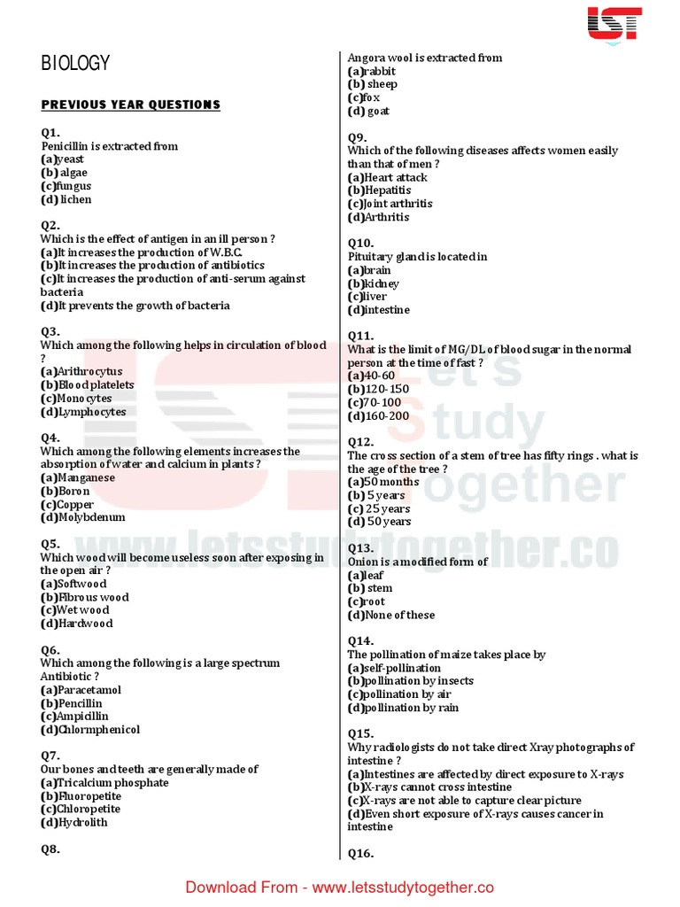 400+ Important Biology Questions and Answer PDF For SSC @WWW ...