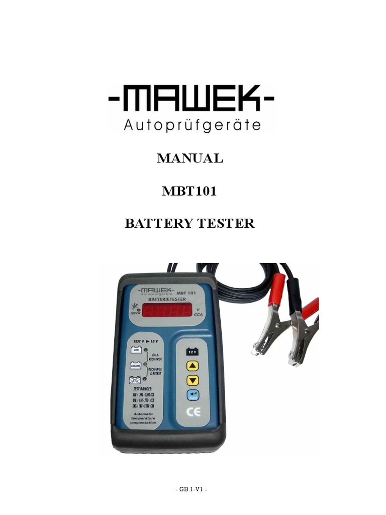 Ba Battery Tester MBT 101 en | PDF | Electricity | Electrical Engineering