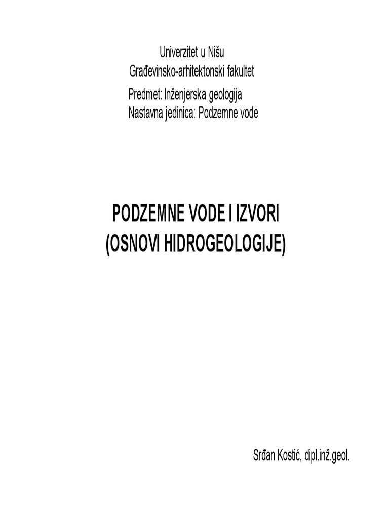 Podzemne Vode PDF | PDF