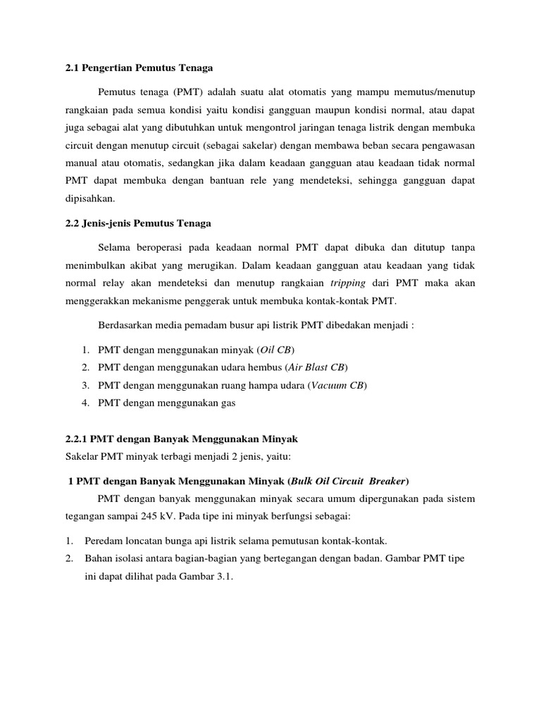 Jenis dan Fungsi Pemutus Tenaga Listrik | PDF