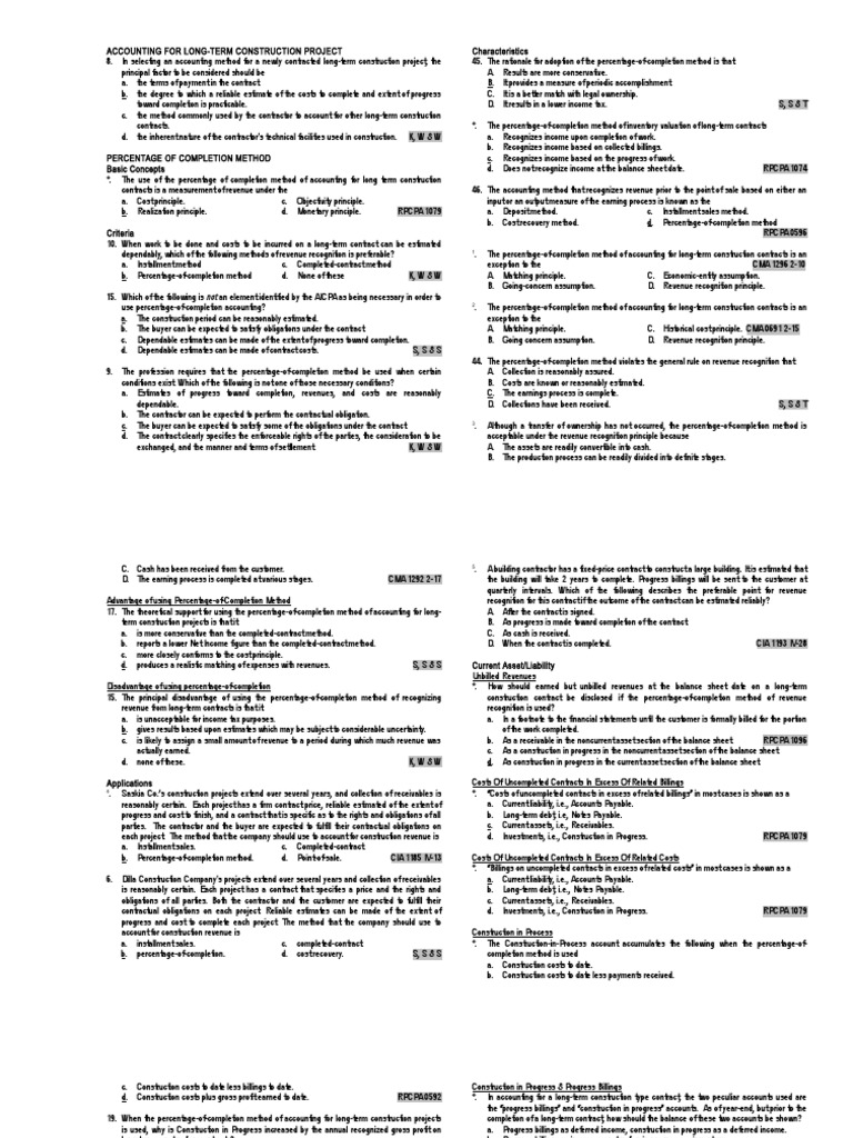 Long Term Construction Theories CPAR | PDF | Debits And Credits | Revenue