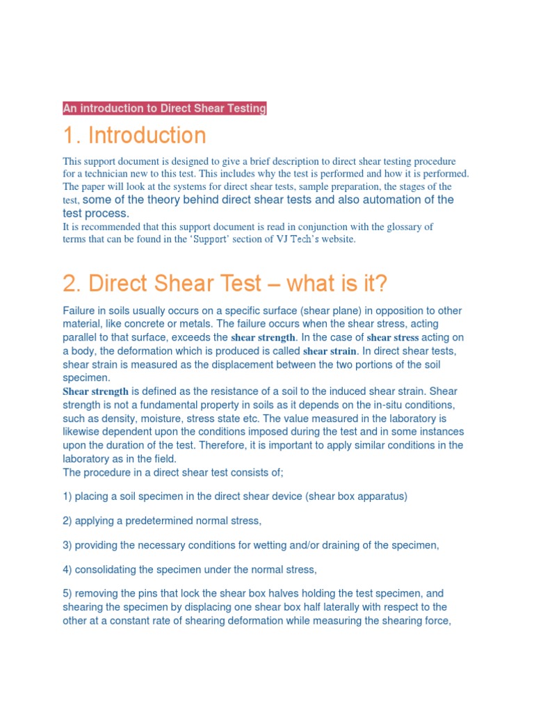 See Direct Shear Testing | PDF | Stress (Mechanics) | Materials