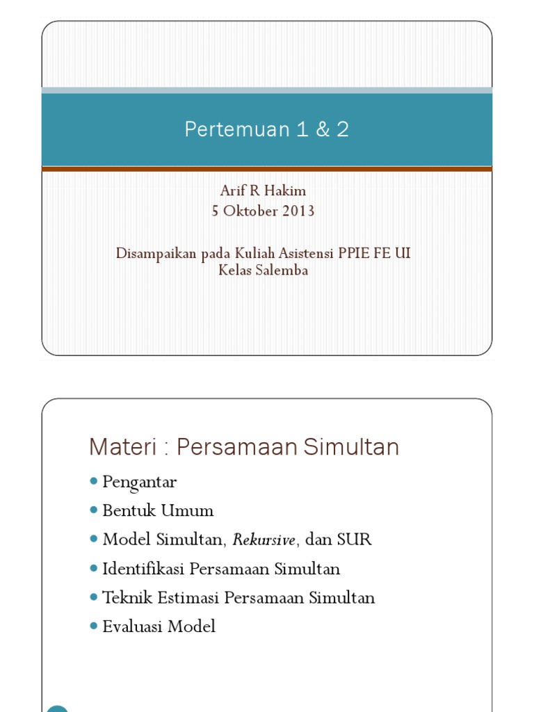Persamaan Simultan PDF | PDF
