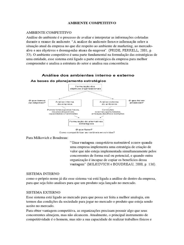 Ambiente Competitivo | PDF | Vantagem competitiva | Ambiente natural