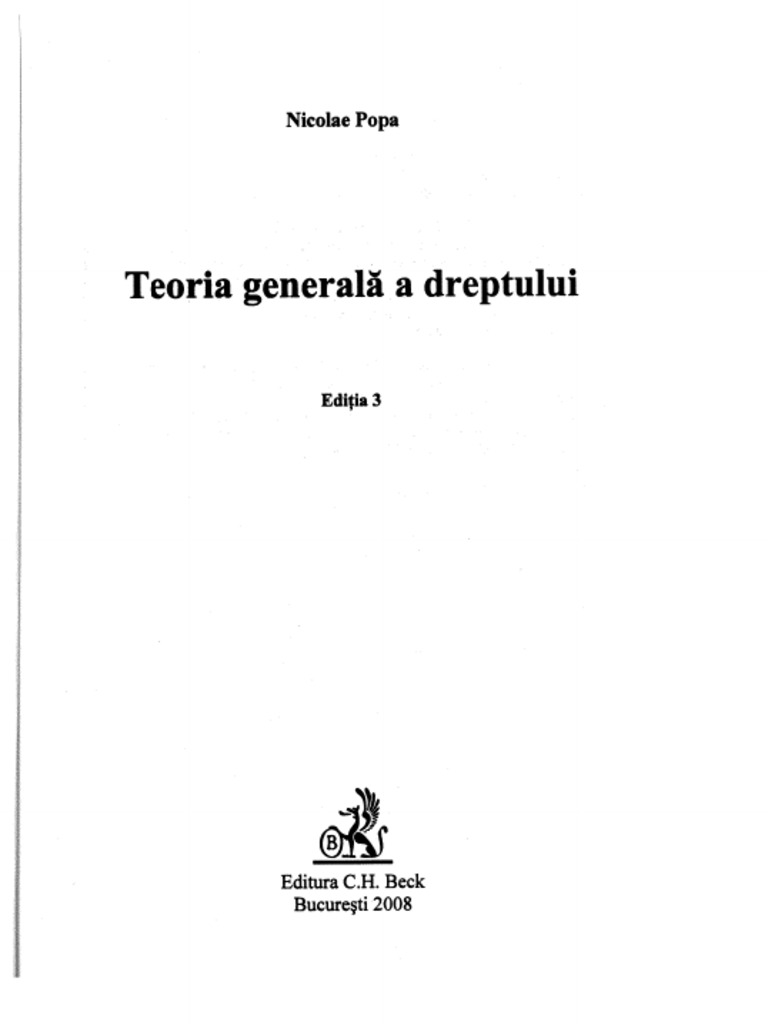 Teoria Generala A Dreptului Autor Nicolae Popa PDF | PDF