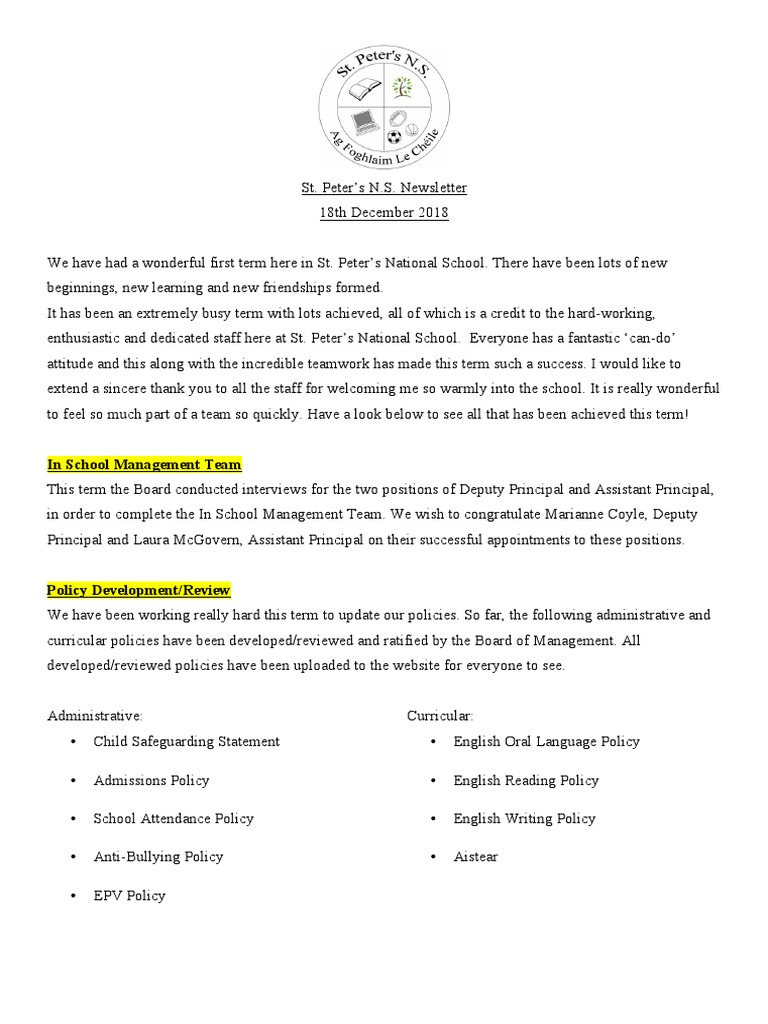 ST Peters N | PDF | Behavior Modification | Learning