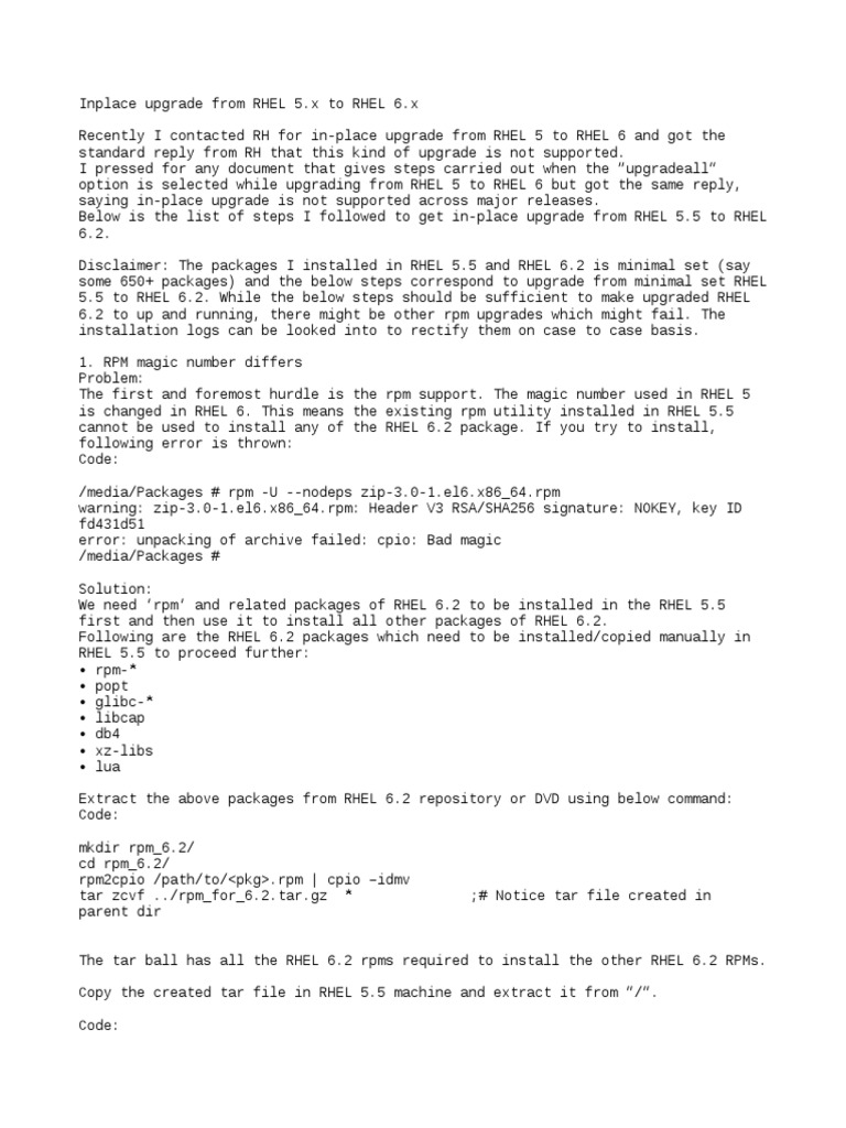 Upgrade Rhel | PDF | Computer Data | Operating System Technology