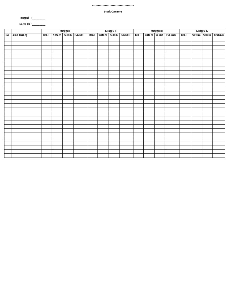 Format Laporan Stock Opname Barang | PDF