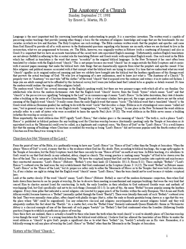 The Anatomy of A Church | PDF | Idolatry | Christian Church