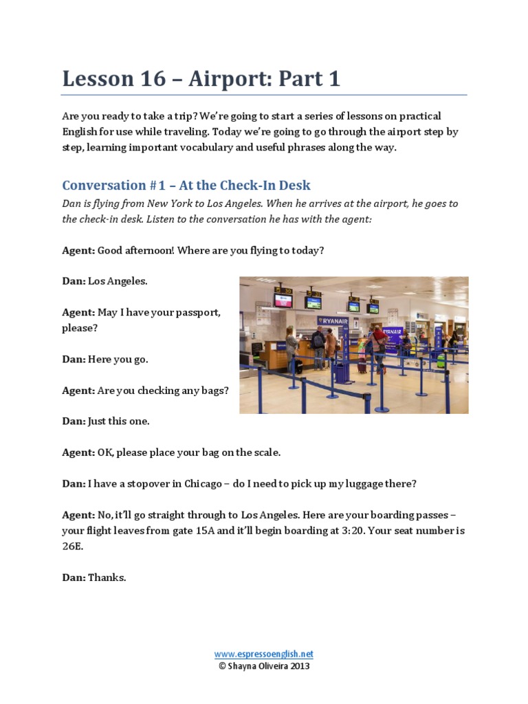Lesson 16 Airport Part 1 Free Sample PDF | PDF