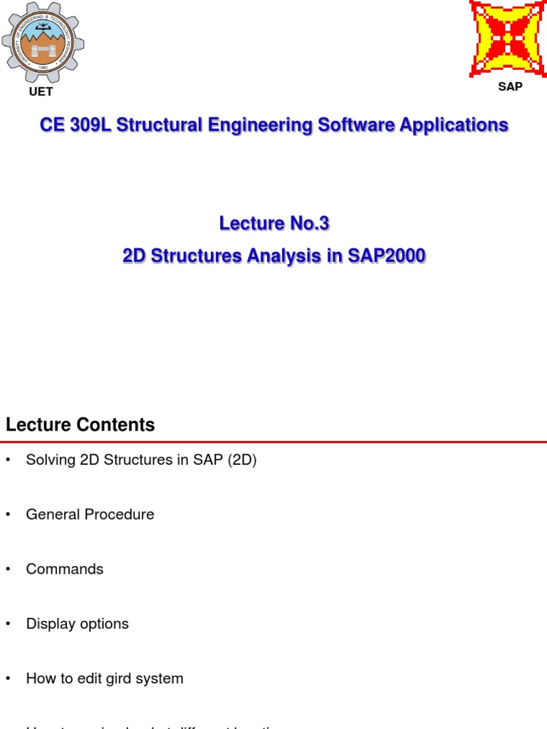 SAP2000 2D Structures Analysis Guide | PDF | Beam (Structure) | Bending