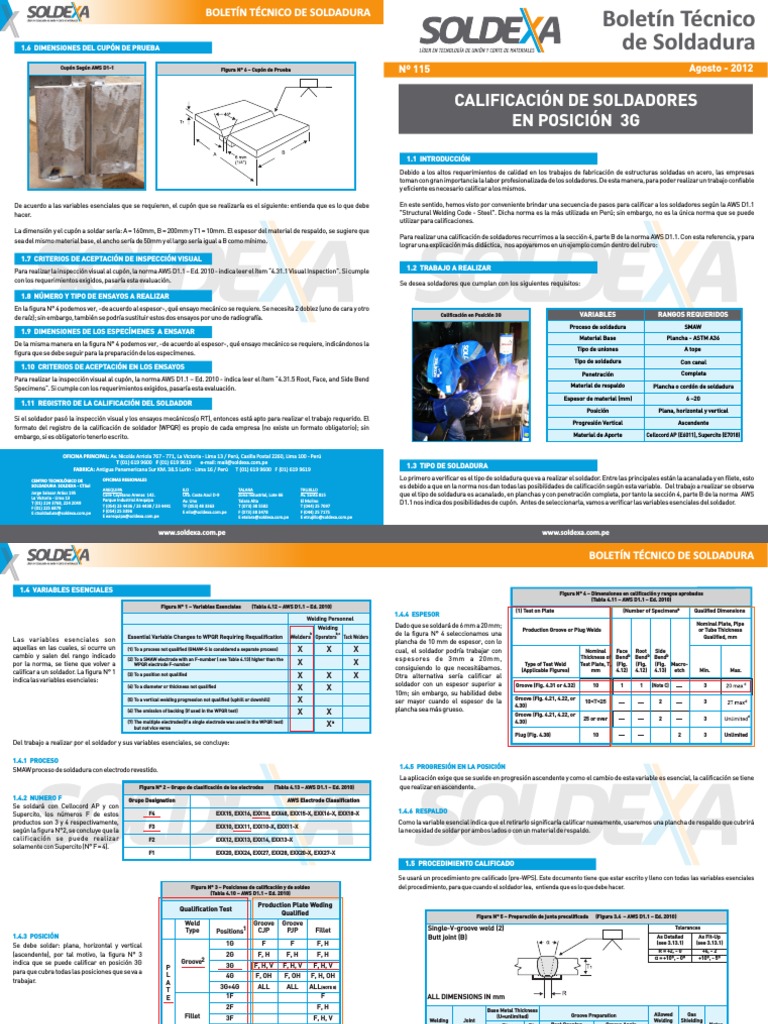 Calificacion de Soldadores Posicion 3G Soldexa PDF | PDF | Informática | Tecnología