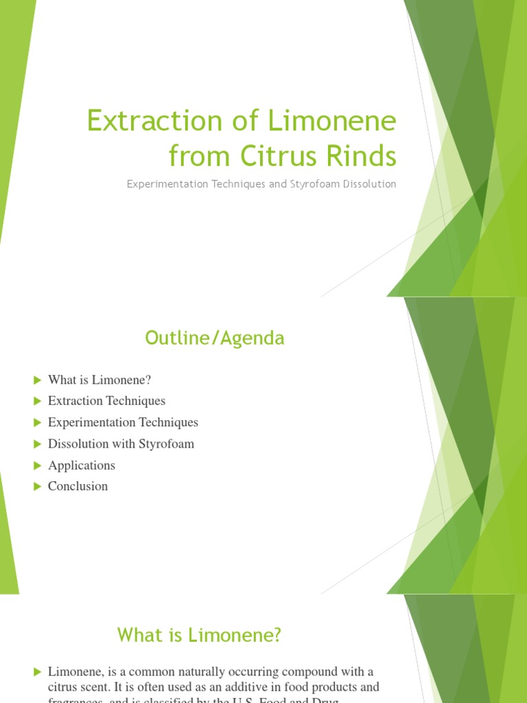 Extraction of Limonene From Citrus Rinds | PDF | Polystyrene | Distillation