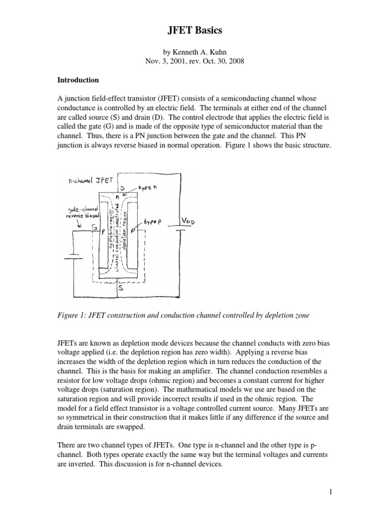 JFET Basics: Figure 1: JFET Construction and Conduction Channel ...