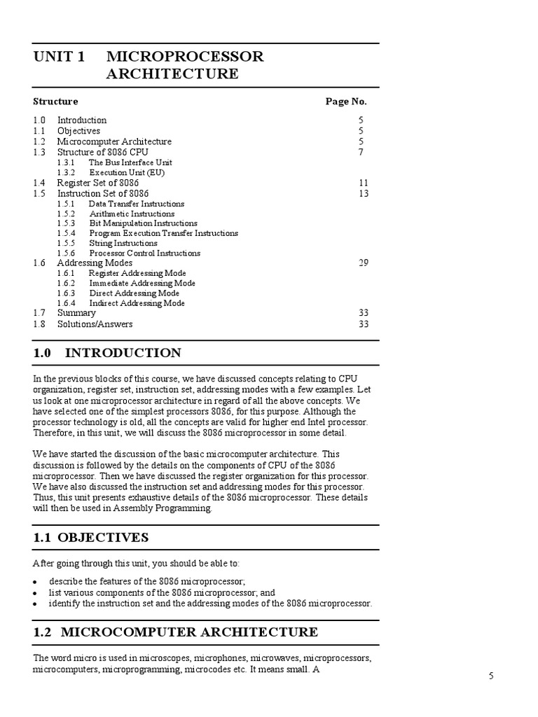 8086 Microprocessor Architecture Overview | PDF | Central Processing Unit | Assembly Language