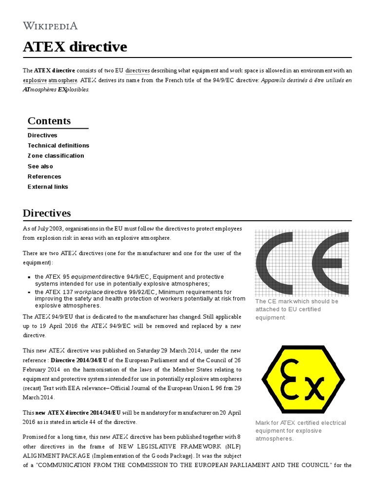 ATEX Directive | PDF | Gases | Chemistry