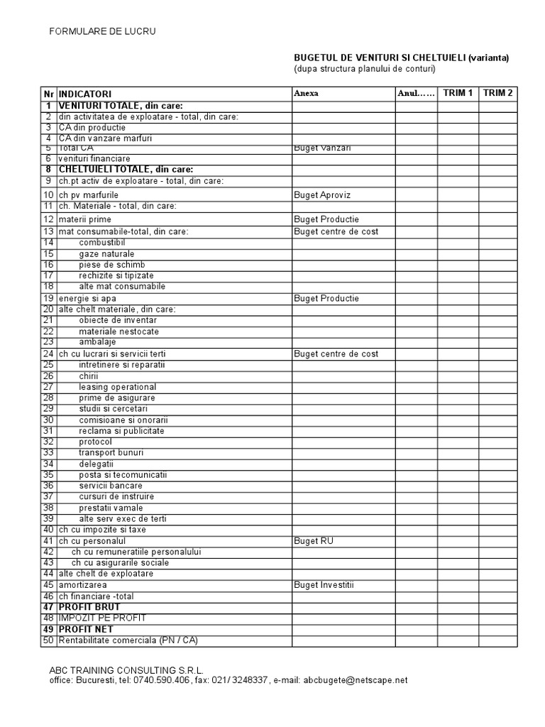 BVC Formular Si Explicatii | PDF
