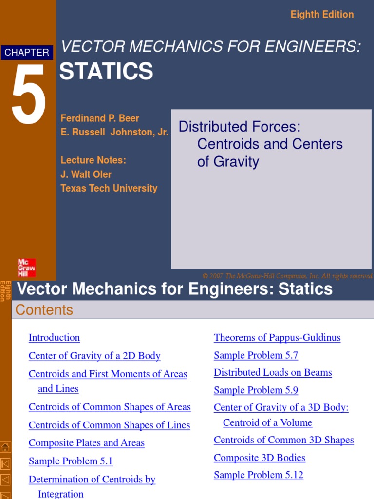 Statics Vector Mechanics | PDF | Area | Center Of Mass