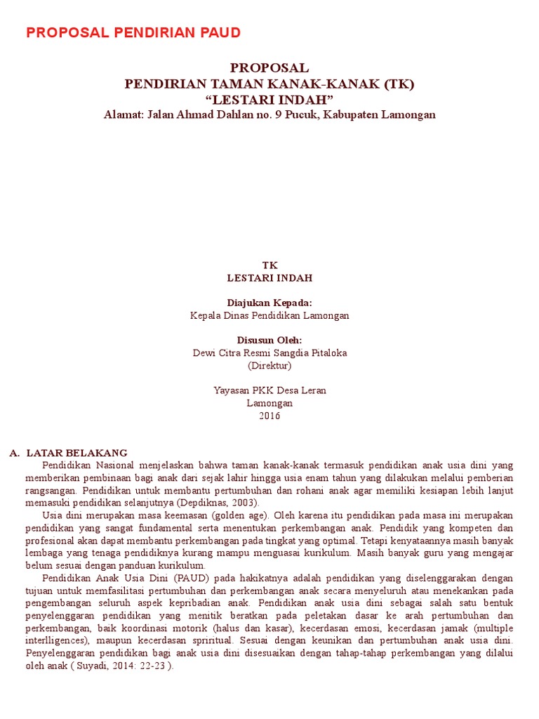 Proposal PAUD 2 | PDF