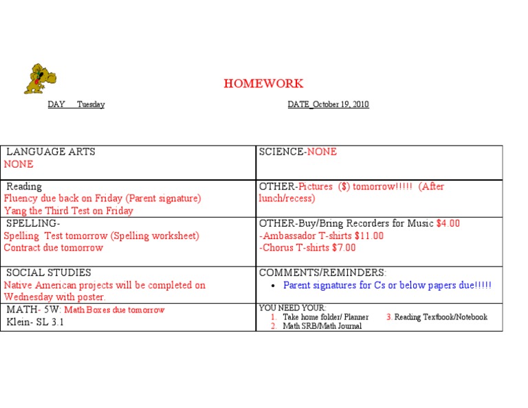 Homework Pdf