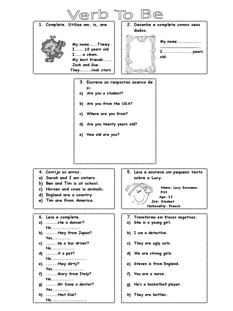 Verb To Be Practice Fun Activities Games 415 | PDF | Leisure