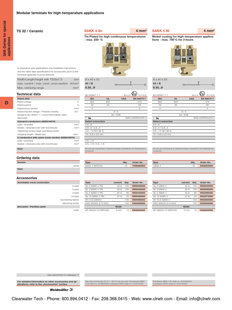 Sakk 4 SN Sakk 4 Ni: Modular Terminals For High-Temperature ...