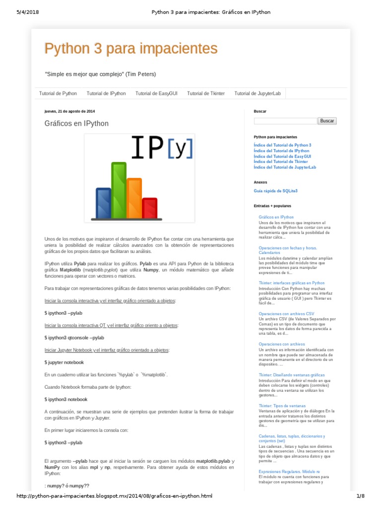 Python 3 para Impacientes - Gráficos en IPython | PDF | Python ...